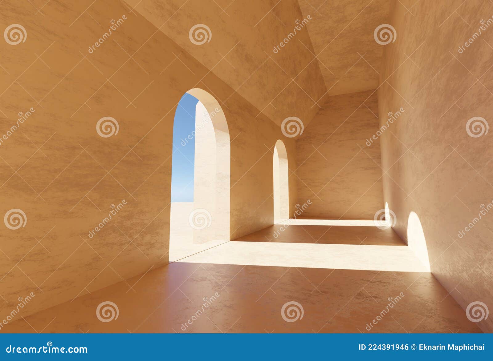 Side View Room Interior 3d Rendering Stock Illustration - Illustration ...