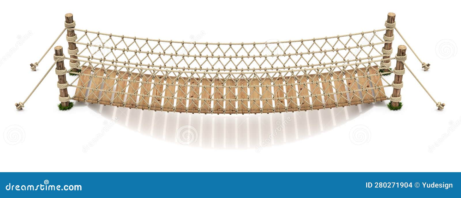 Side View of Rope Suspension Bridge Stock Illustration - Illustration ...