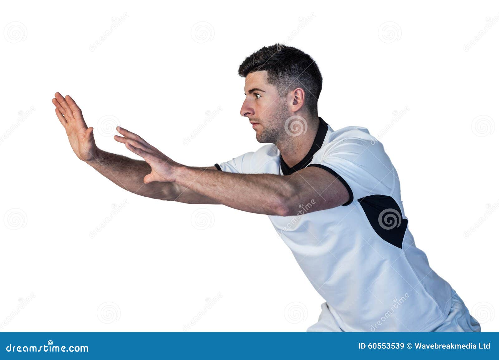 Side View of Rugby Player Positioning Stock Image - Image of background ...