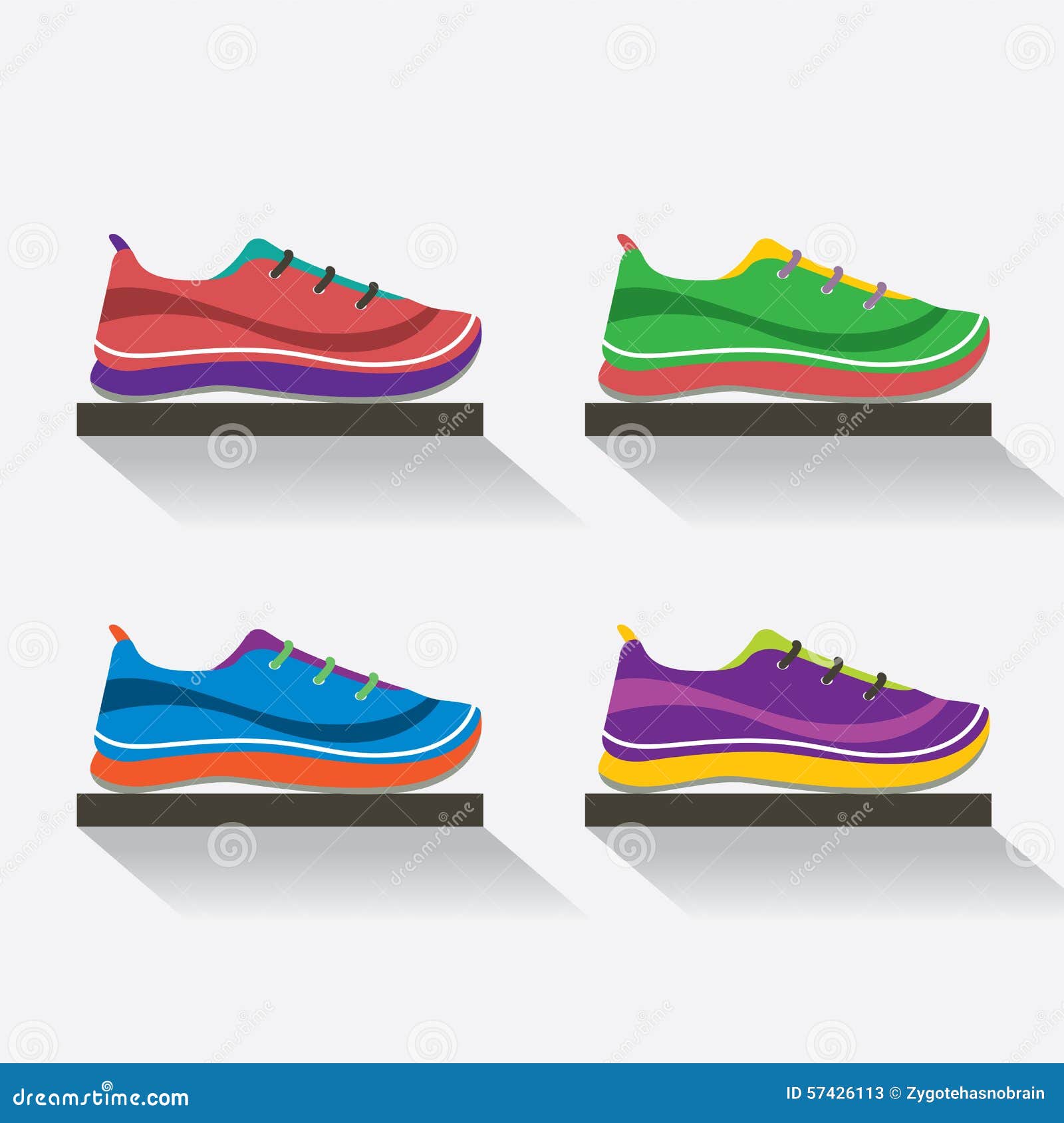 Side View of Running Shoes on Shelf. Stock Vector - Illustration of ...