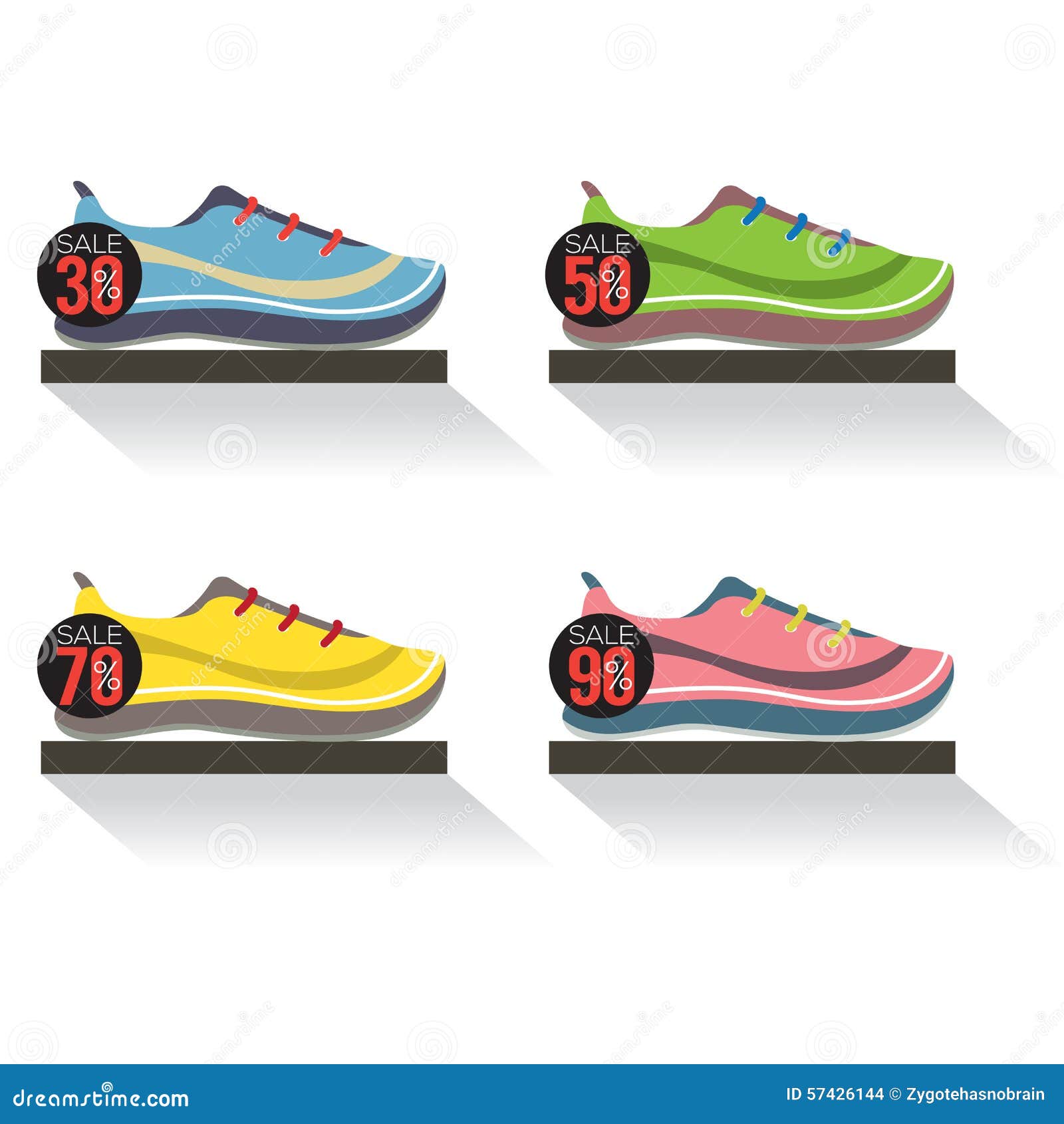 Side View of Running Shoes on Shelf. Stock Vector - Illustration of ...