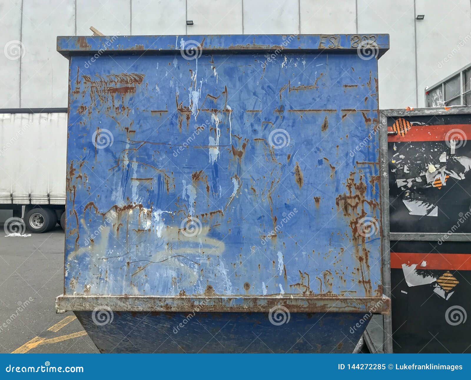 Blue Container with Rusty Crevices Stock Image - Image of container ...