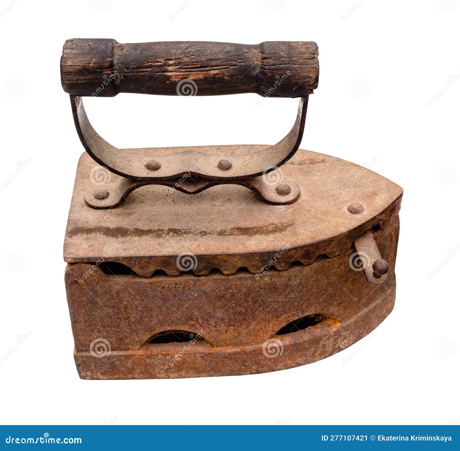 Side View of Rusty Charcoal Iron Cutout on White Stock Image - Image of ...