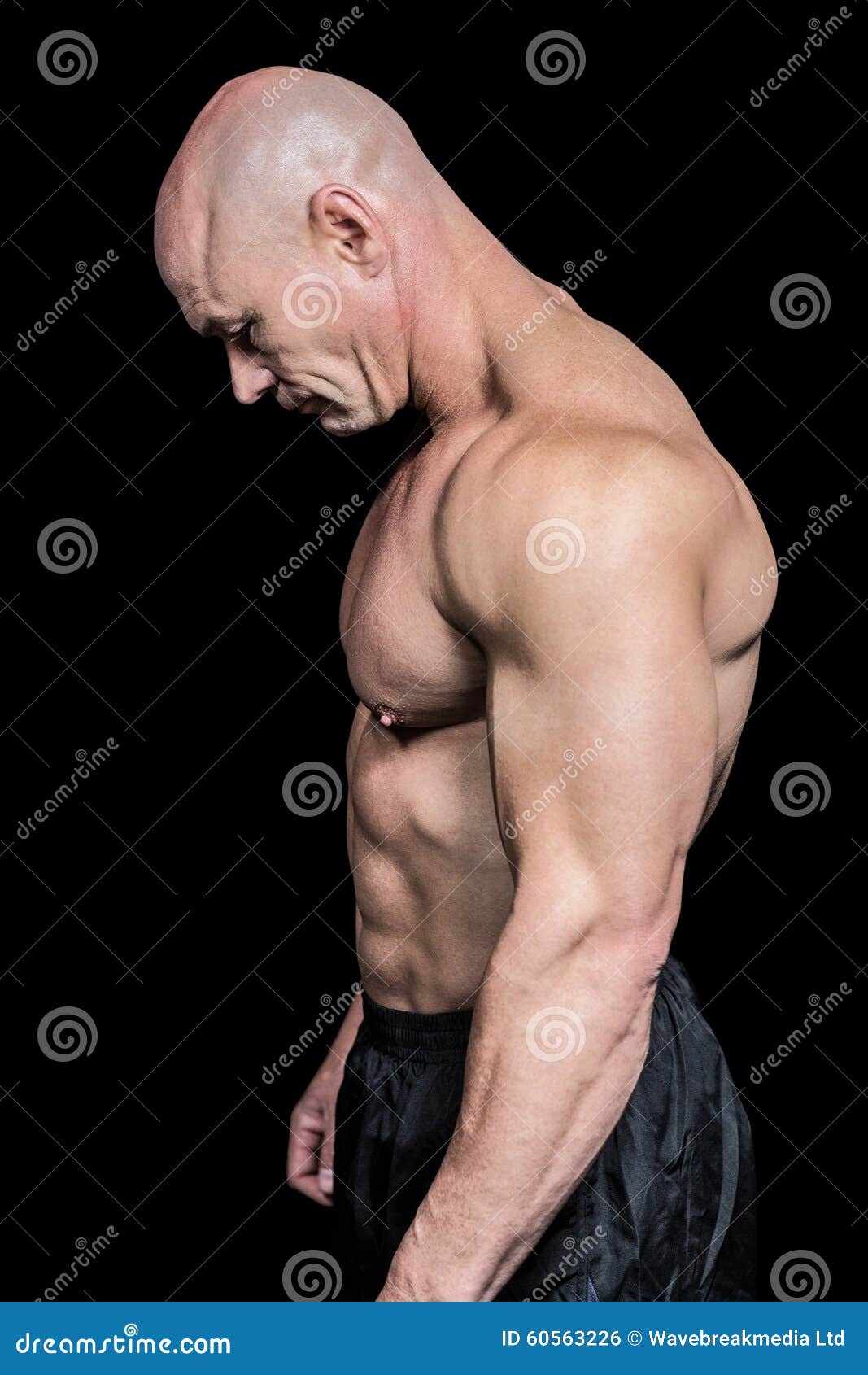 Side View of Sad Muscular Man Looking Down Stock Photo - Image of ...