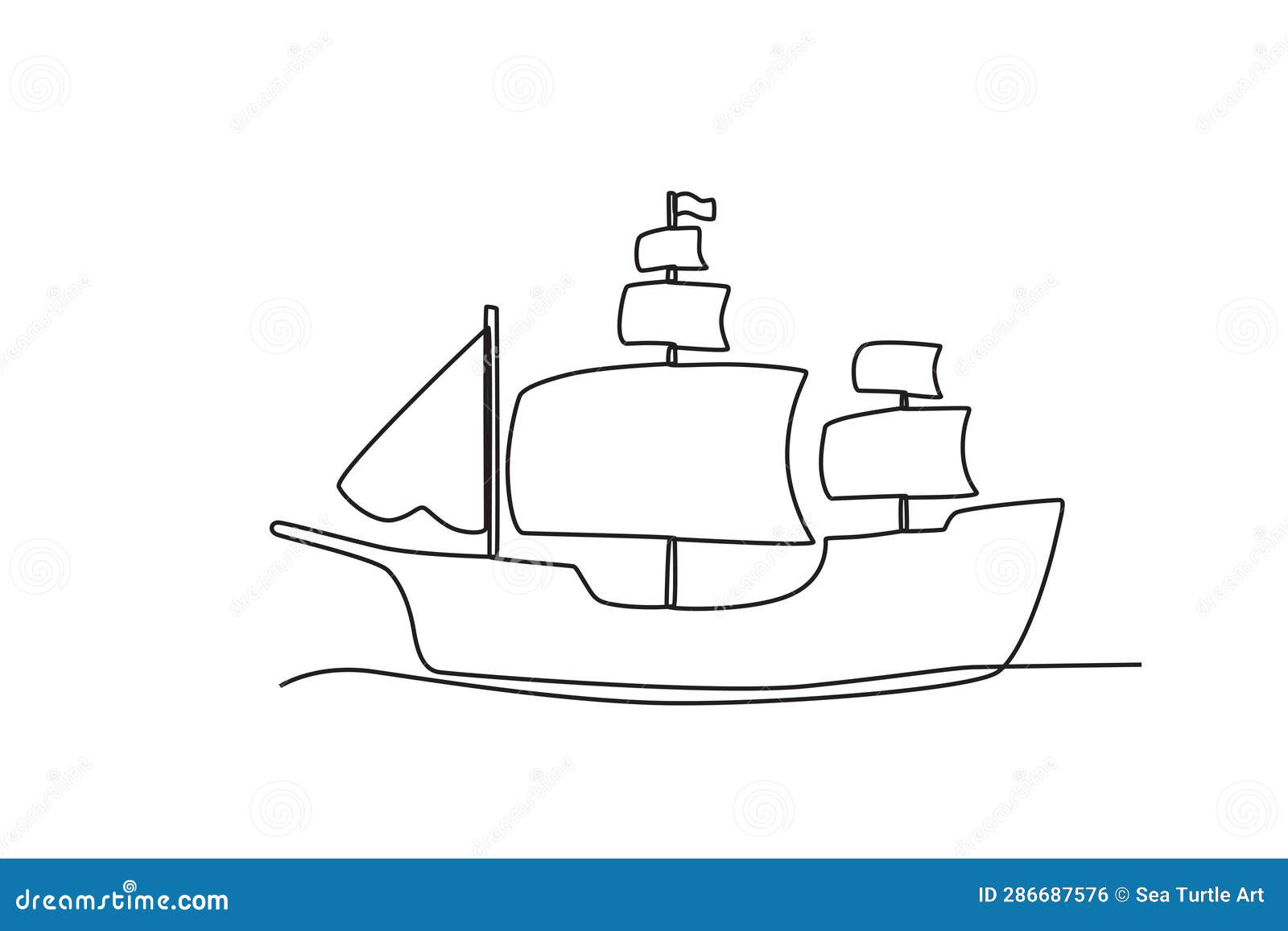 Side View of a Sailing Ship Stock Vector - Illustration of voyager ...