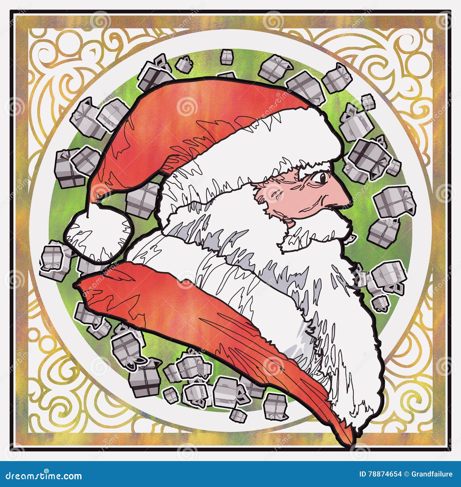 Side View of Santa Claus with Graphic Pattern Background Stock ...
