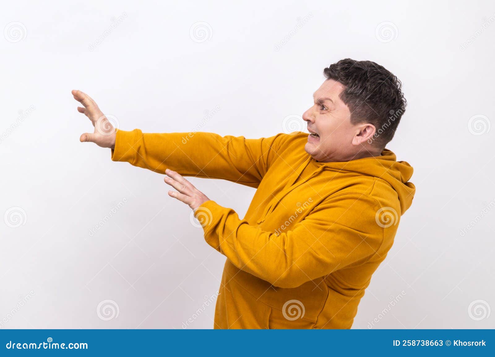 Side View of Scared Man with Afraid or Worry Face, Looking at Camera ...