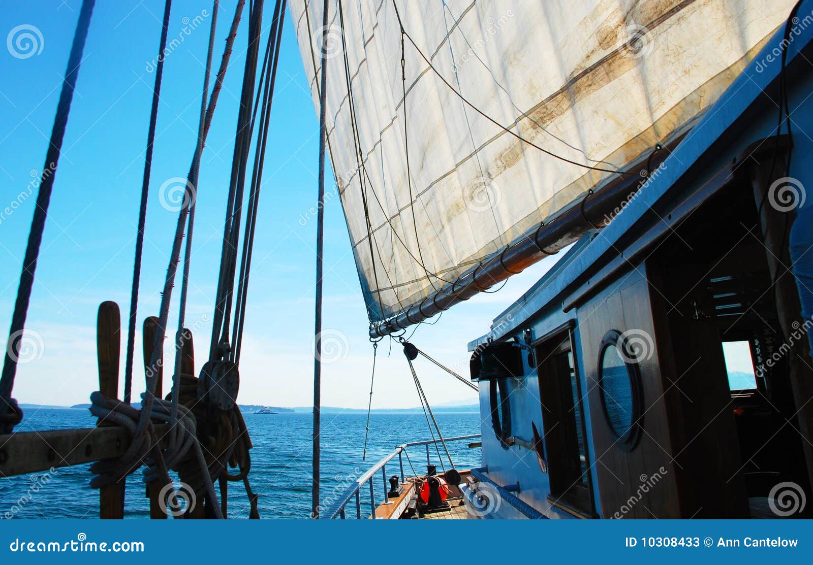 Side View of a Schooner Sailboat Stock Image - Image of sailing ...