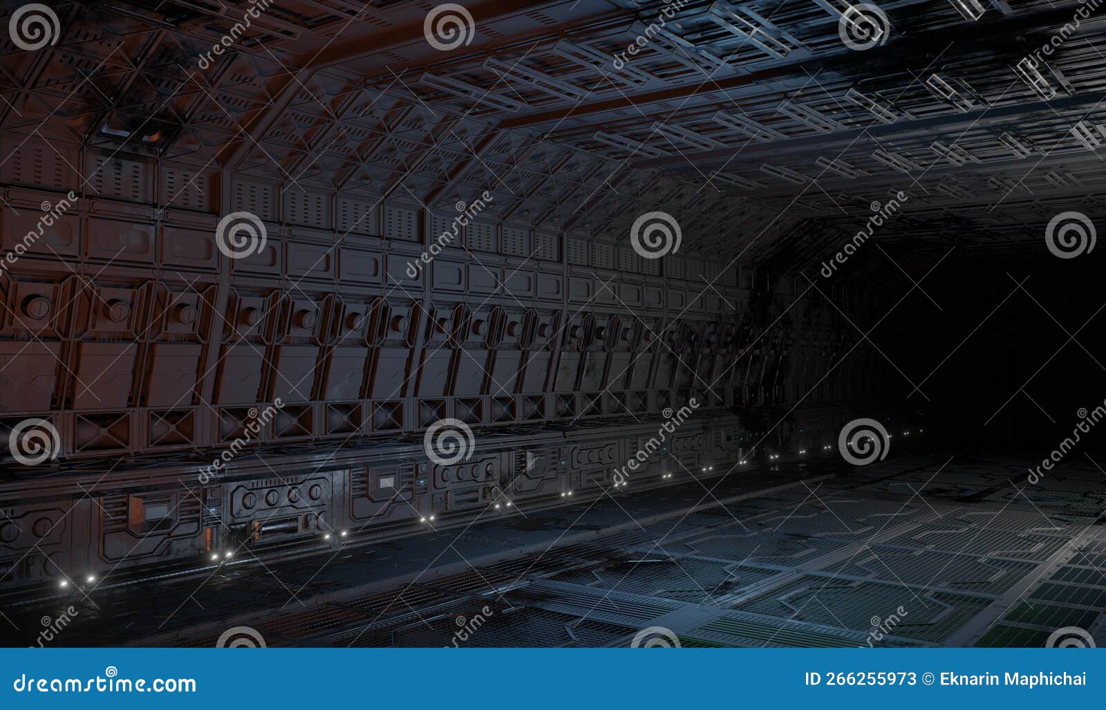Side View Sci-fi Laboratory Basement in Dark Scene Stock Illustration ...