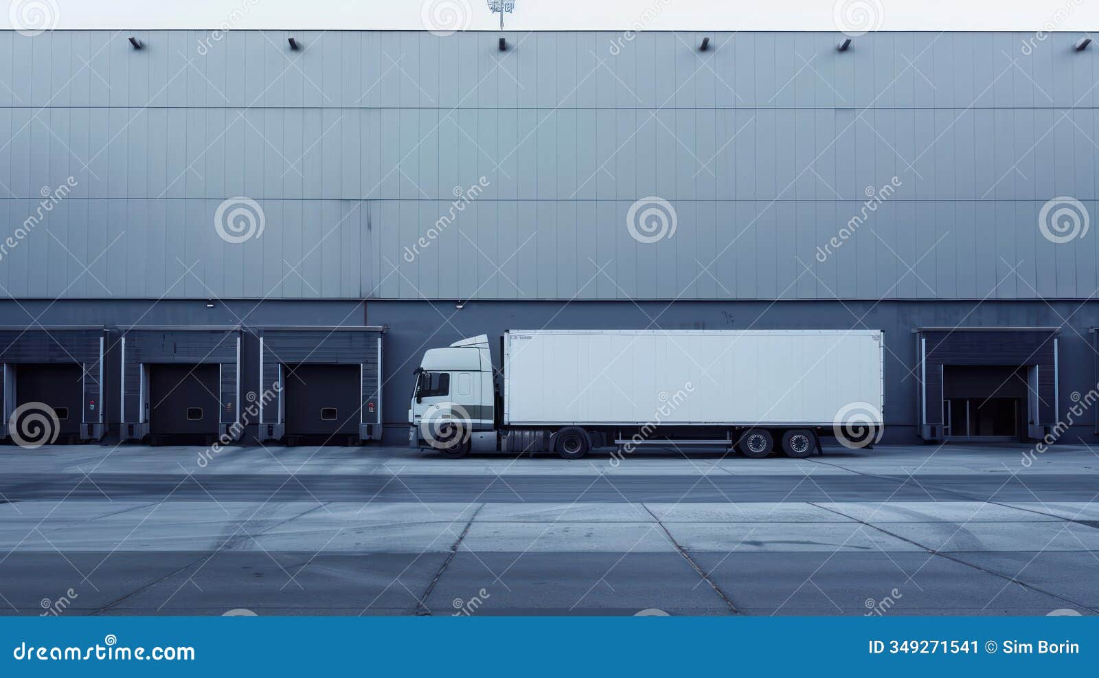 Side View of a Semi-truck Pulling into a Loading Stock Illustration ...