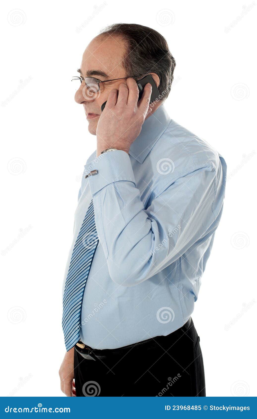 Side View of a Senior Manager Attending Phone Call Stock Image - Image ...