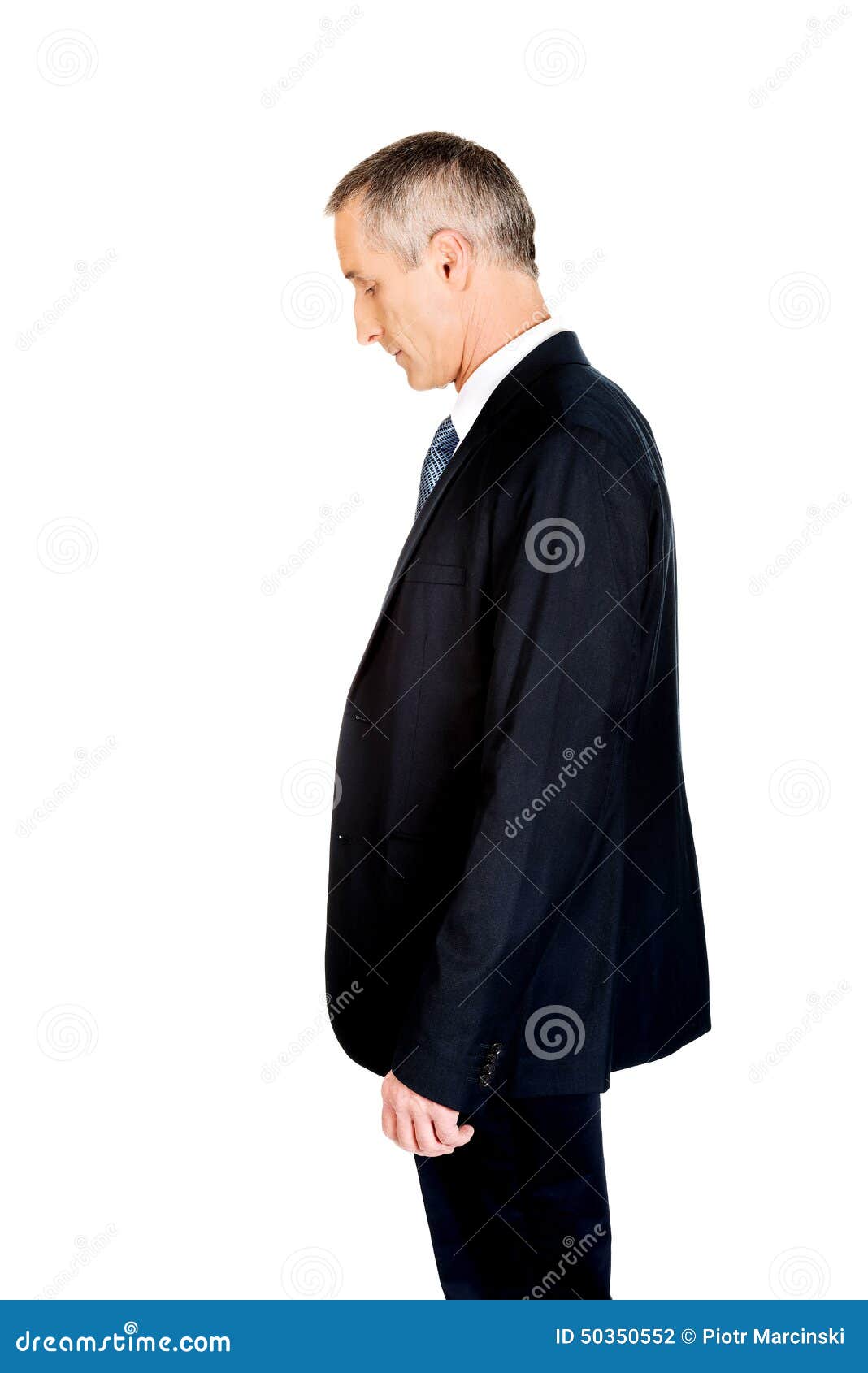 Side View Serious Businessman Looking Down Stock Photo - Image of ...