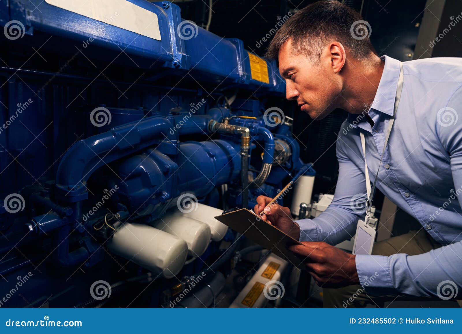 Engineer Performing Visual Inspection of Generating Unit Stock Photo ...