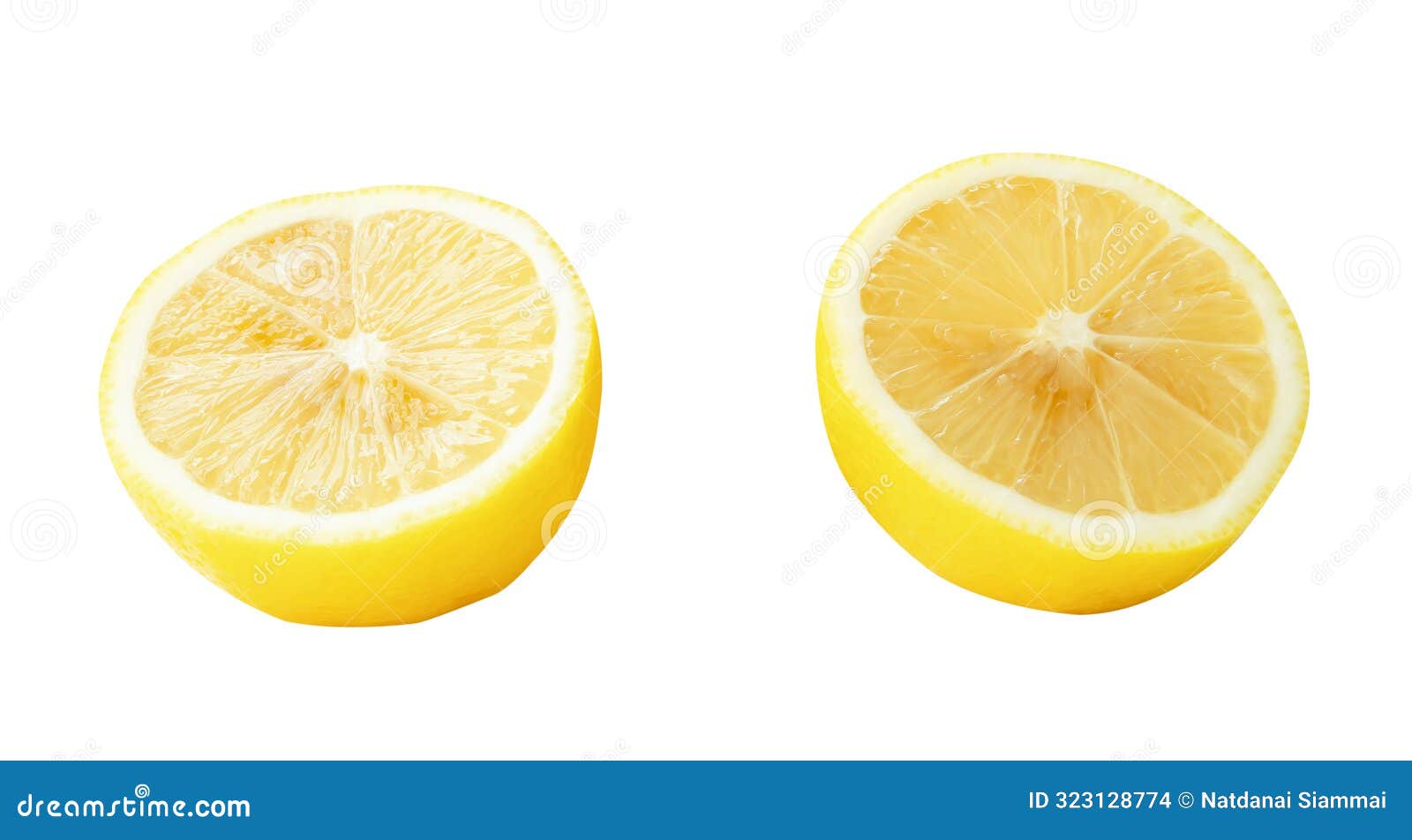 Side View Set of Fresh Yellow Lemon Halves Isolated on White Background ...