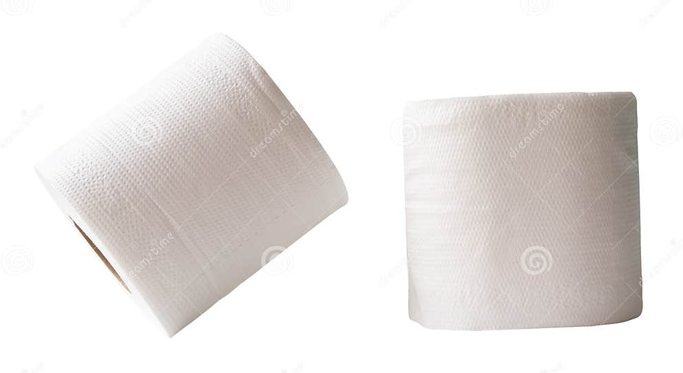 Side View Set of White Tissue Paper Rolls Isolated on White Background ...