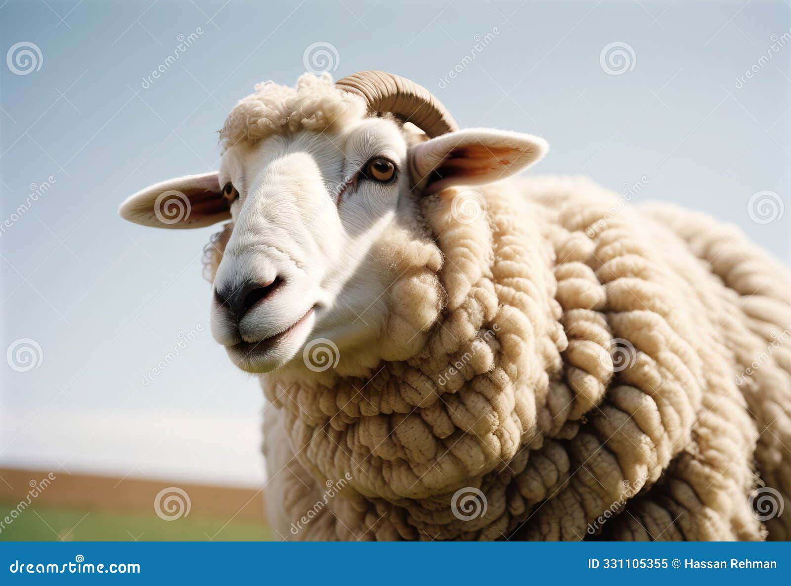 Side View of a Sheep Looking Away Against White Background Isolated on ...