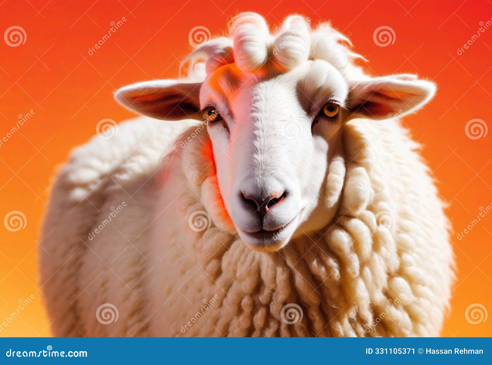 Side View of a Sheep Looking Away Against White Background Isolated on ...