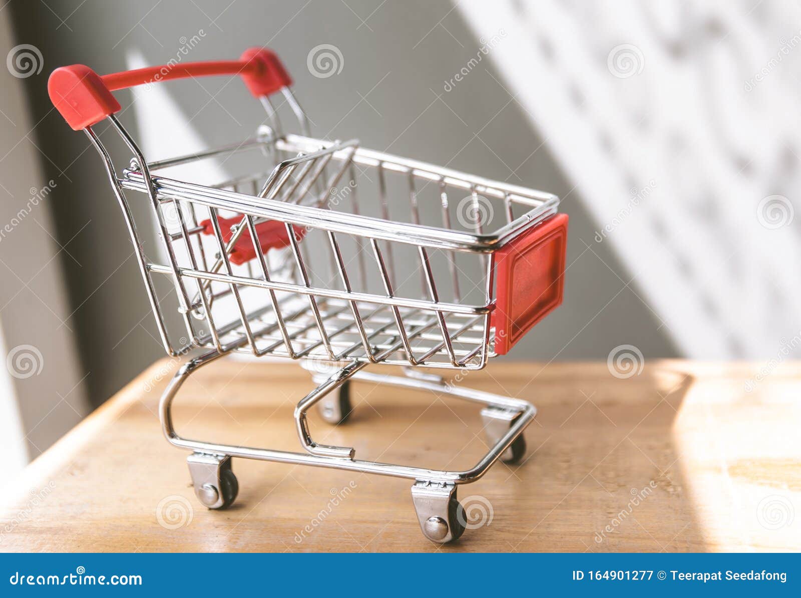Side View of Shopping Cart on Wood Table ,shopping Concept Stock Image ...