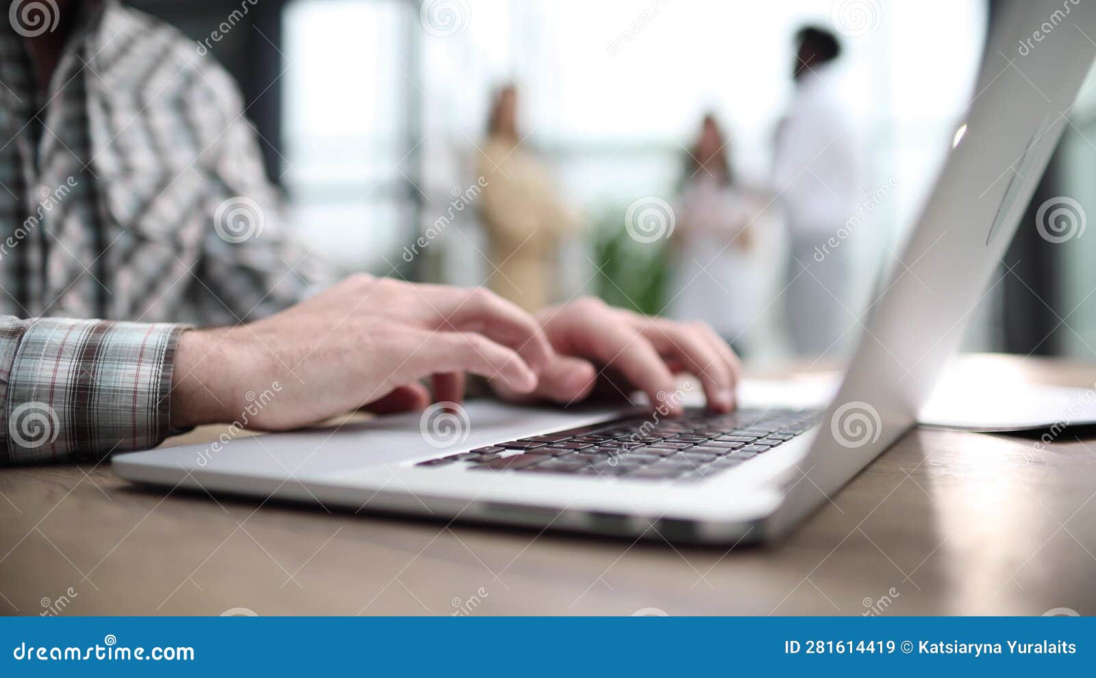 Side View Shot of Businessman Working by Using a Laptop Computer on ...