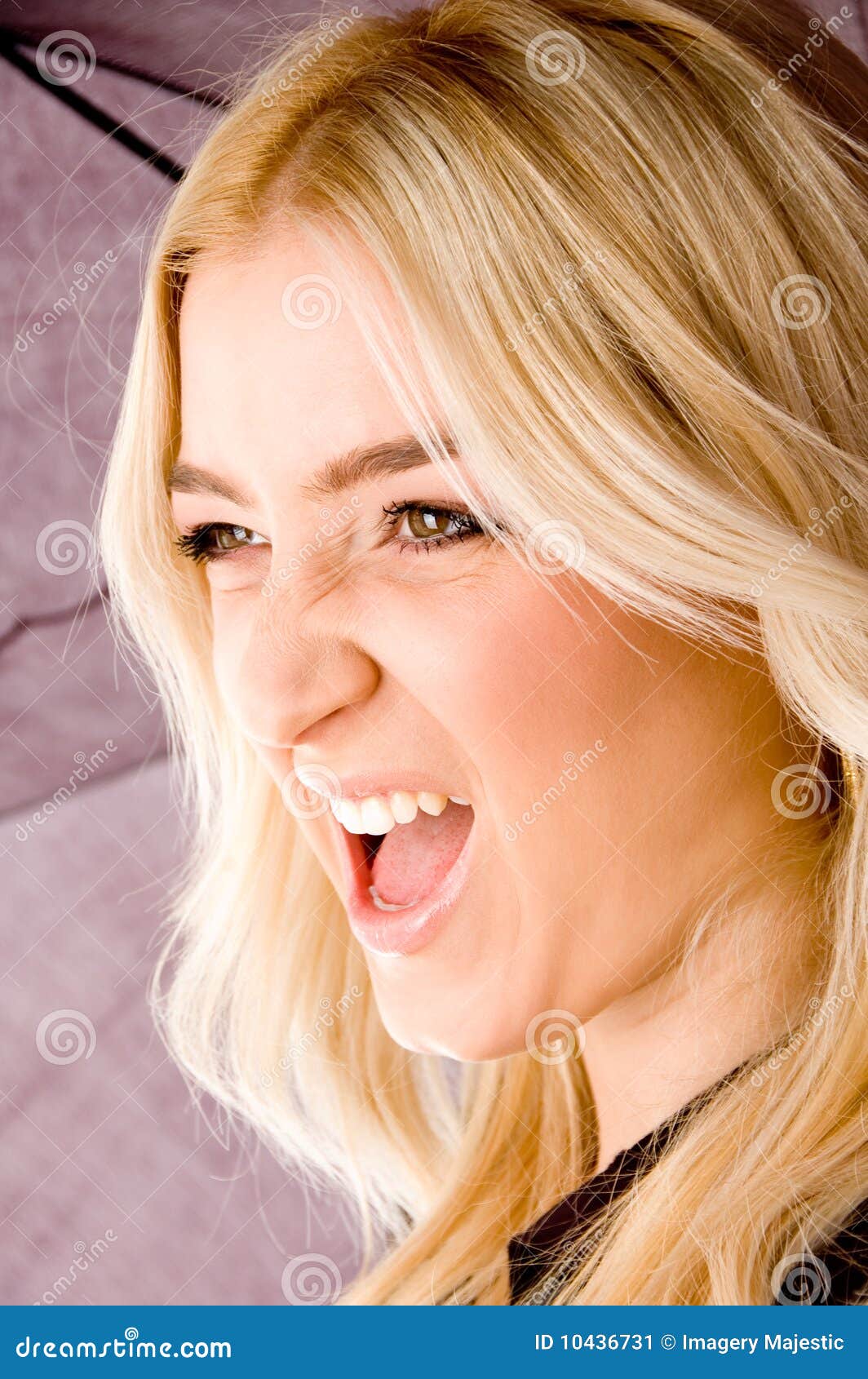 Side View of Shouting Young Female Stock Image - Image of female ...