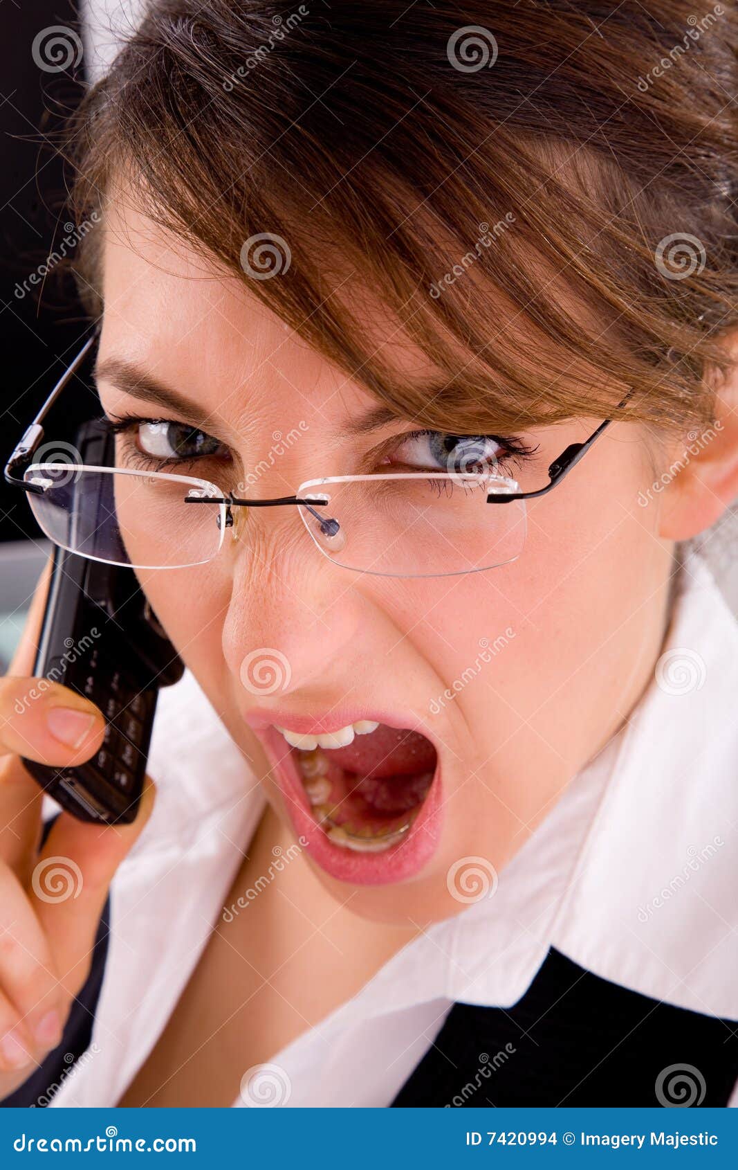 Side View of Shouting Young Female Executive Stock Photo - Image of ...