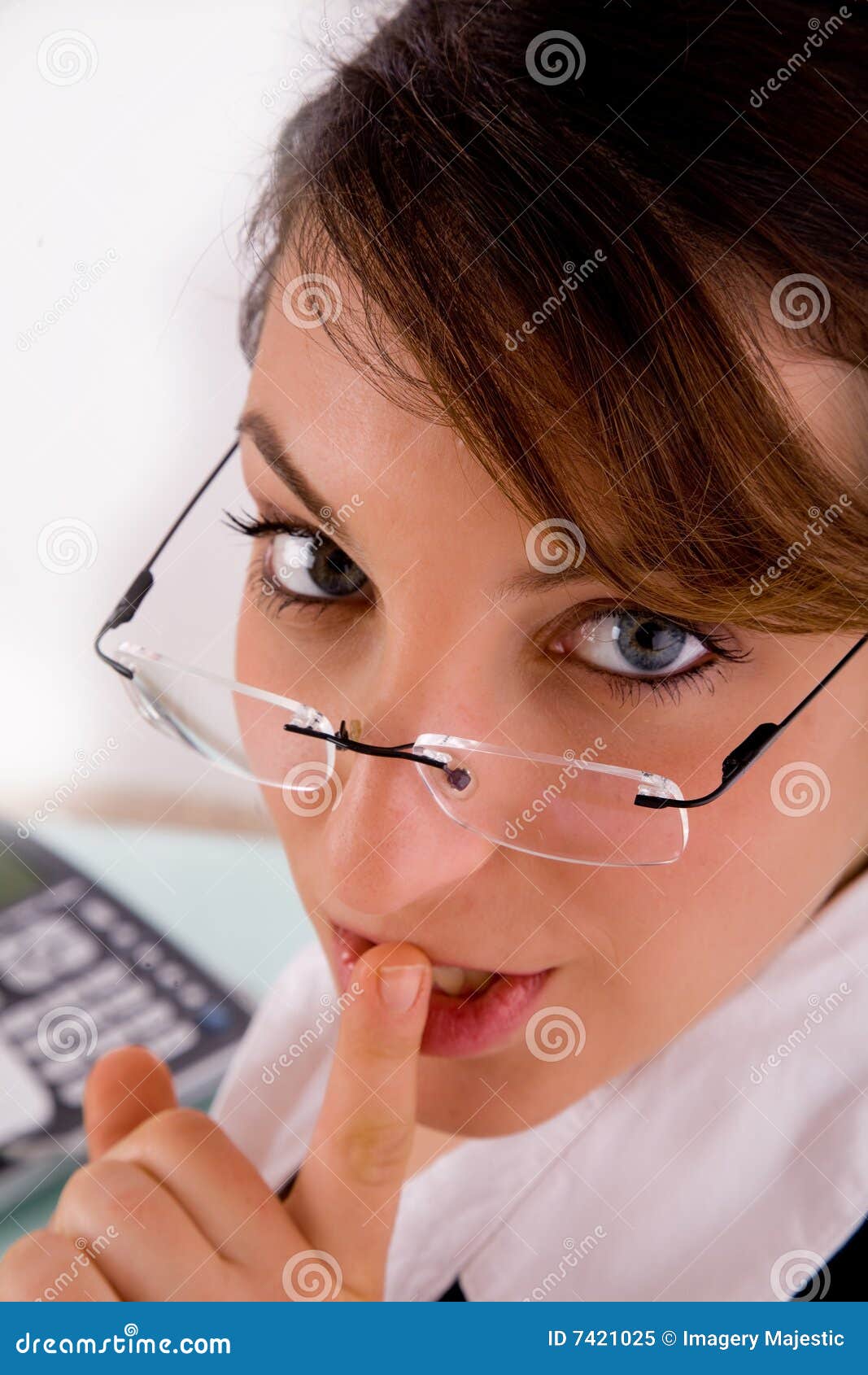 Side View of Shushing Businesswoman Stock Image - Image of person ...