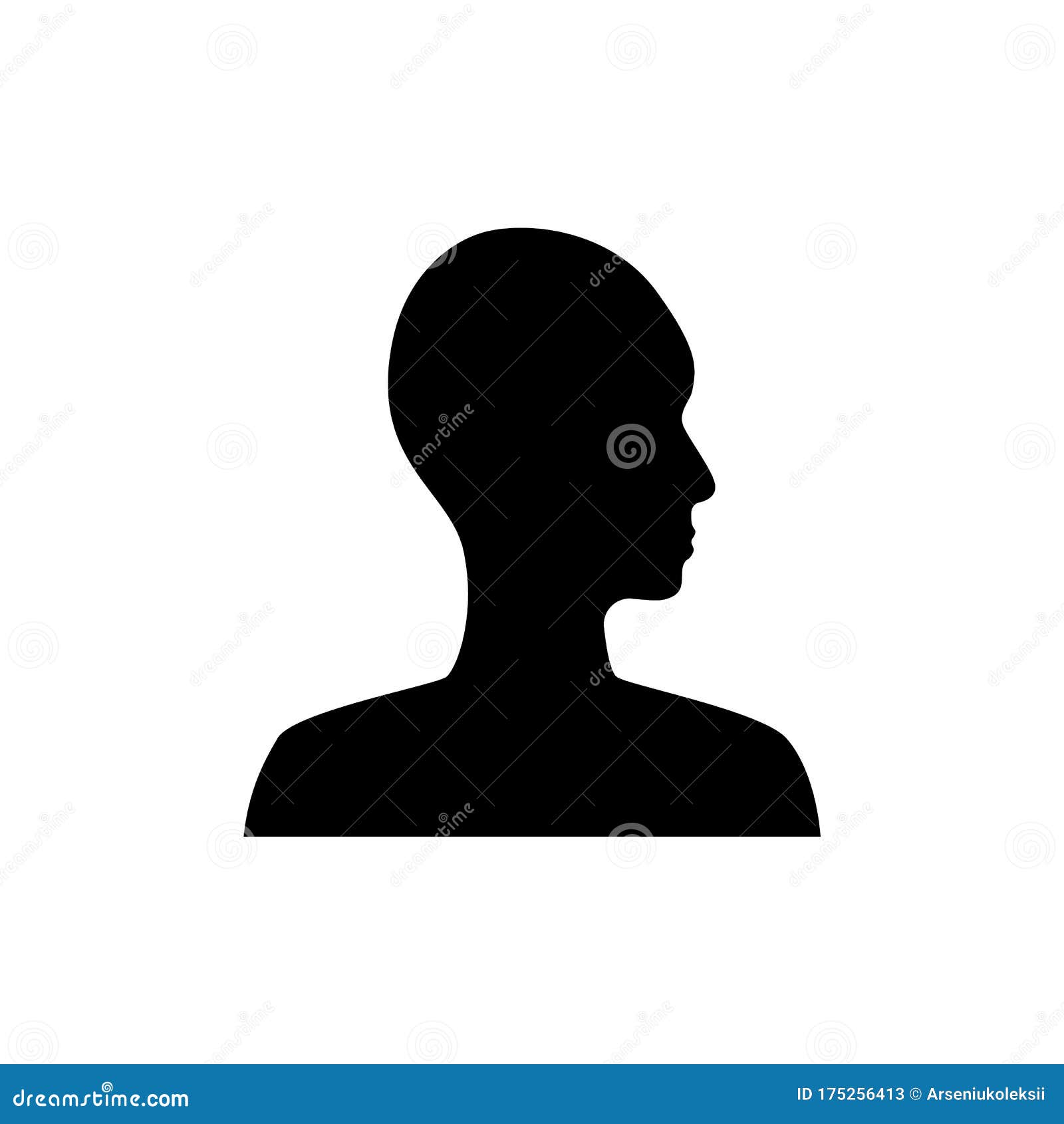 Bald Gender Neutral Head Silhouette Vector Illustration | CartoonDealer ...