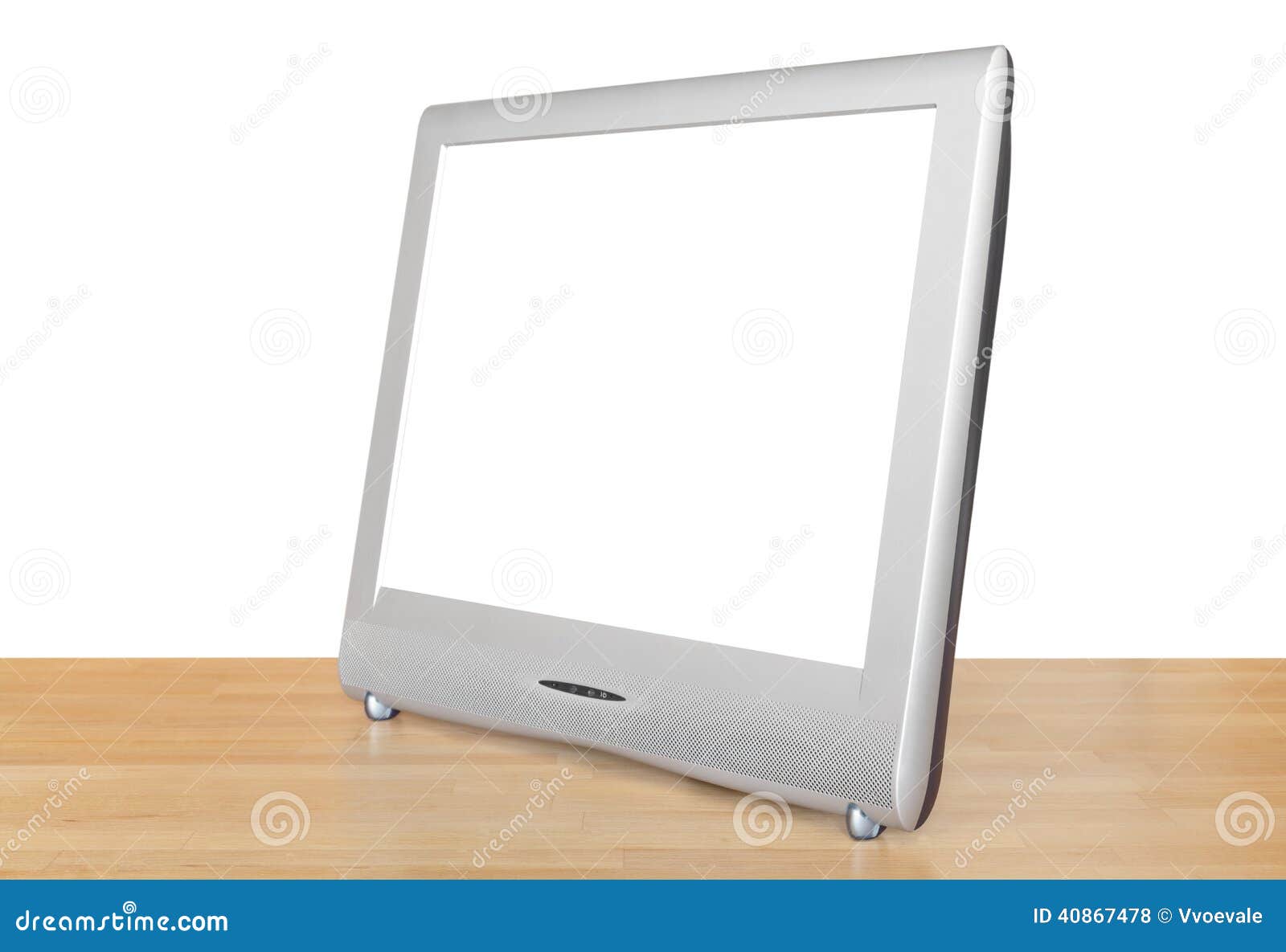 Side View of Silver TV Set Display Stock Photo - Image of wood ...