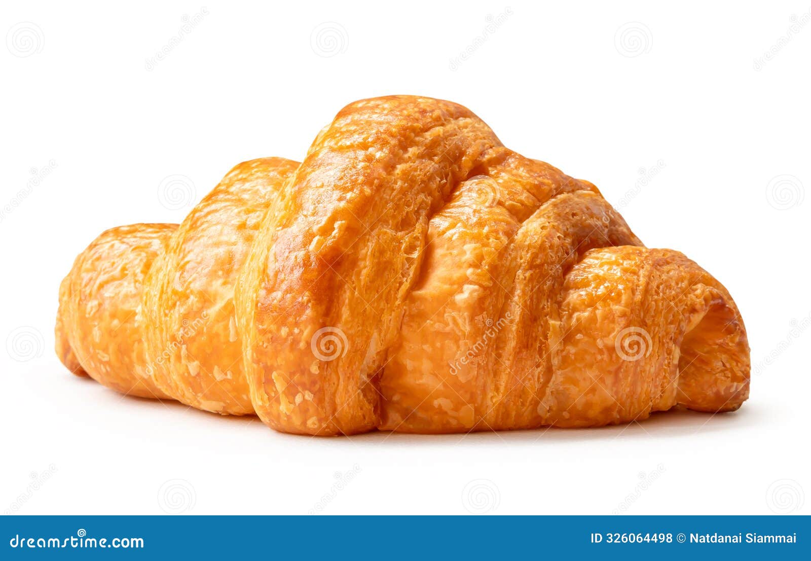 Side View of Single Brown Croissant Isolated on White Background with ...