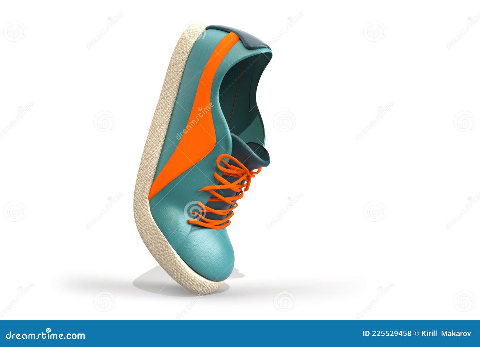 Side View of a Single Casual Shoe. 3D Illustration Stock Illustration ...