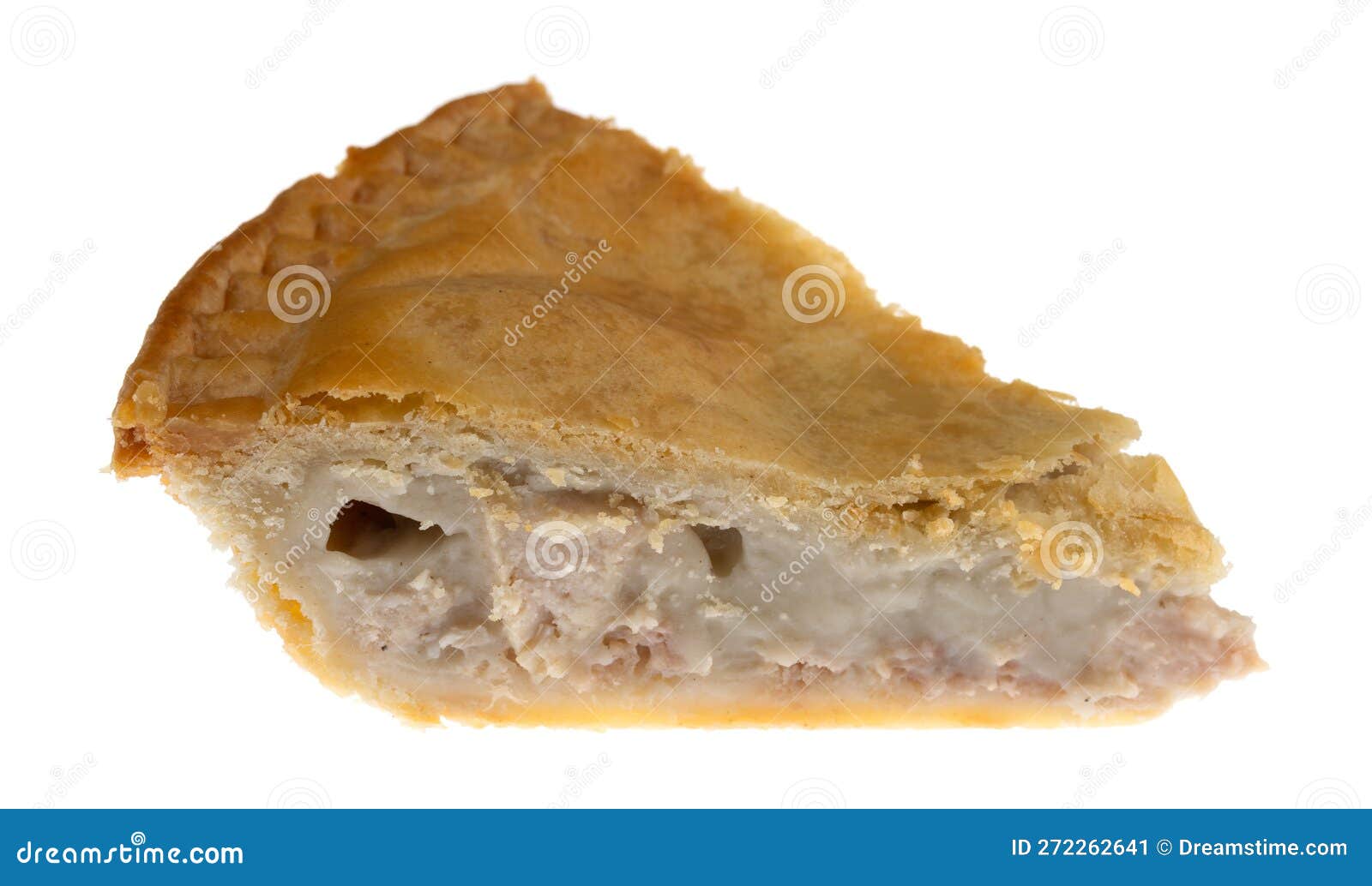Side View of a Slice of Cold Chicken Meat Pie Isolated on a White ...
