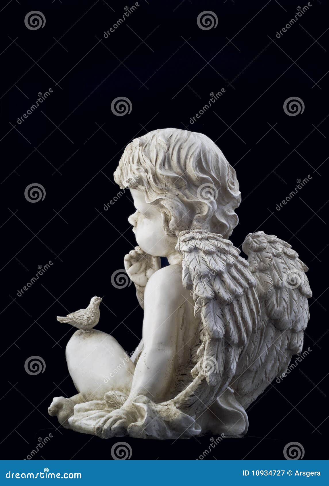 Side view of small angel stock image. Image of praying - 10934727