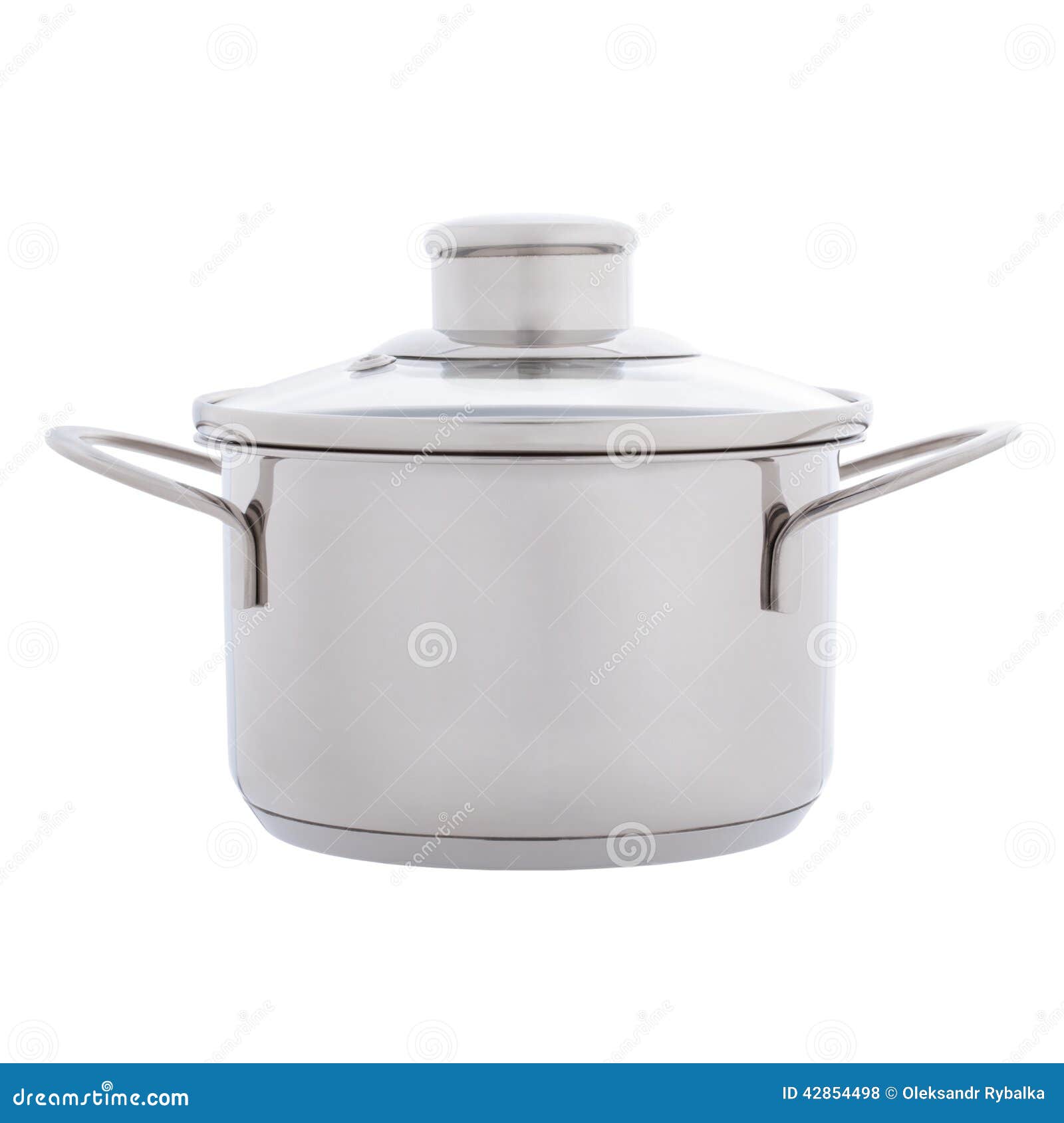 Side View of Small Stainless Steel Pan Isolated on White Stock Photo ...