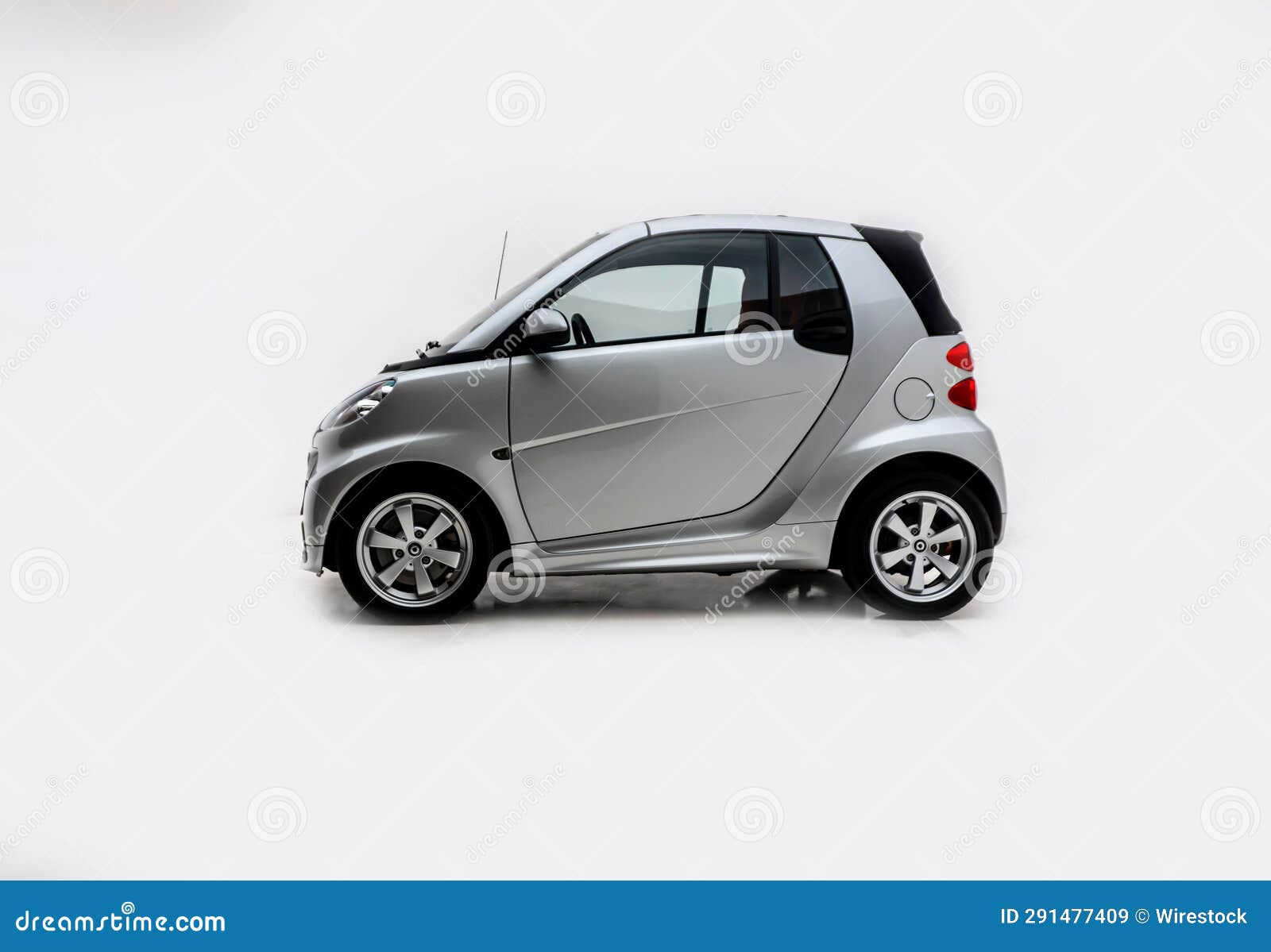 Side View of a Smart Car, Compact Hatch, Urban Vehicle, Studio, White ...