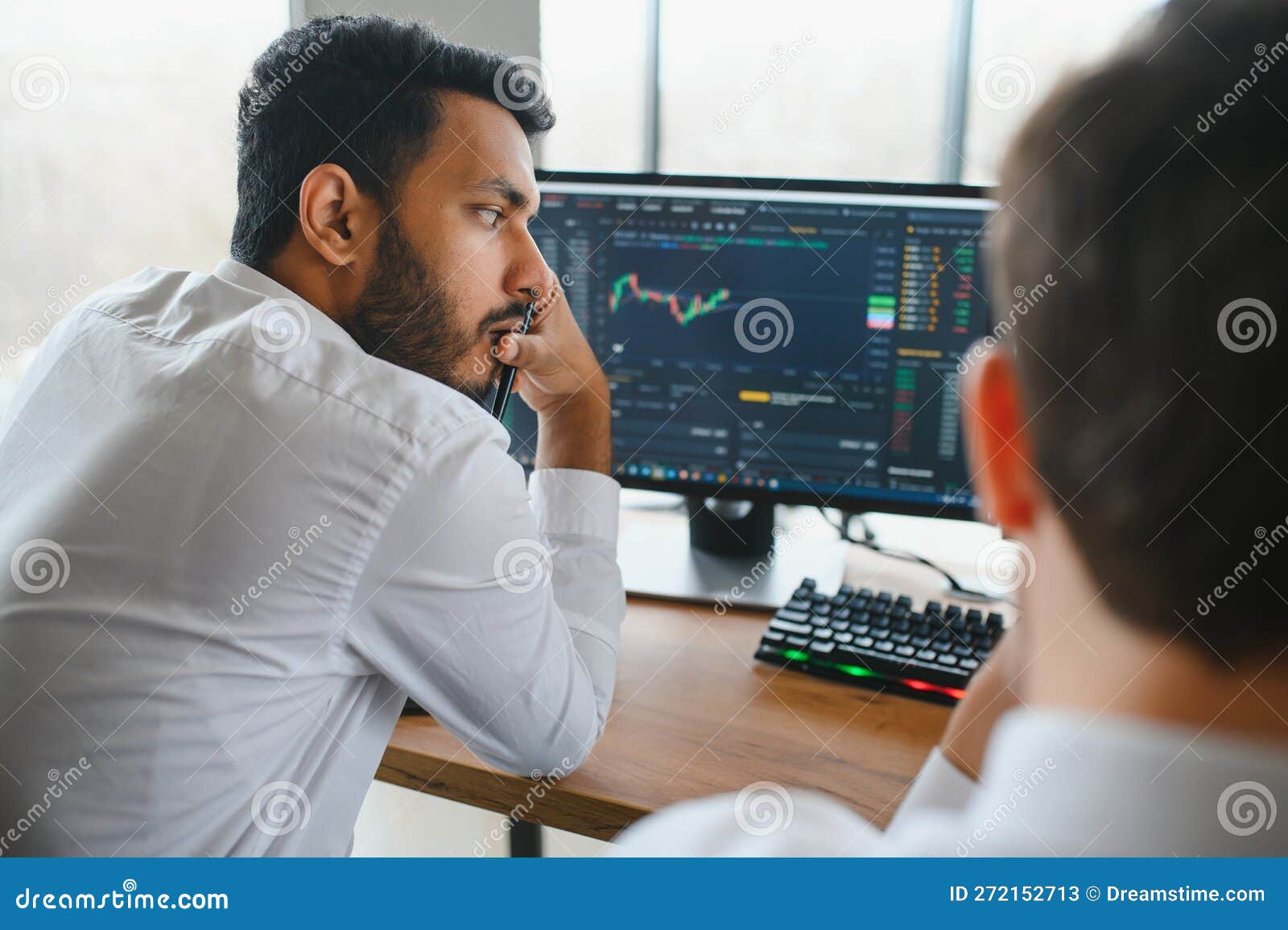 Side View of Smart Indian Crypto Trader, Investor, Analyst Broker ...