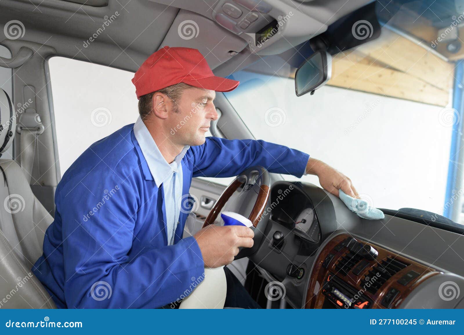 Side View Smiling Delivery Man Driving Van Stock Image - Image of ...