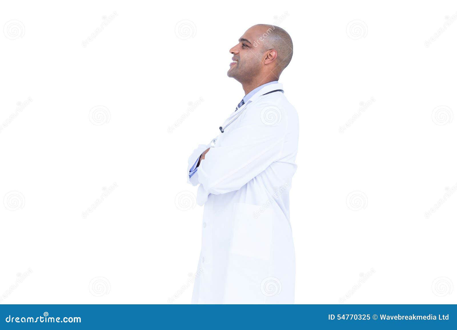 Side View of Smiling Doctor with Arms Crossed Stock Image - Image of ...