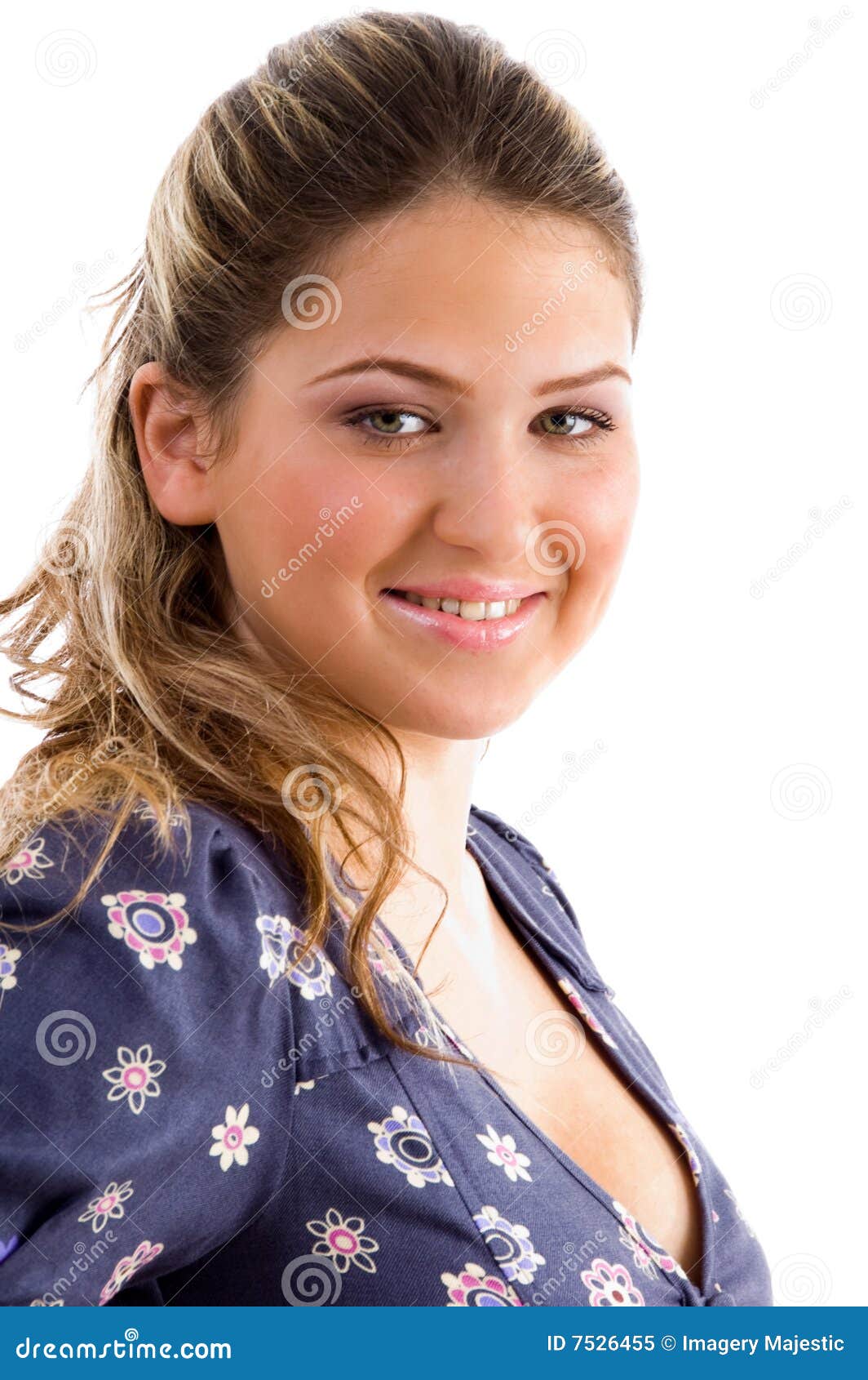 Side View of Smiling Female Stock Image - Image of caucasian, single ...
