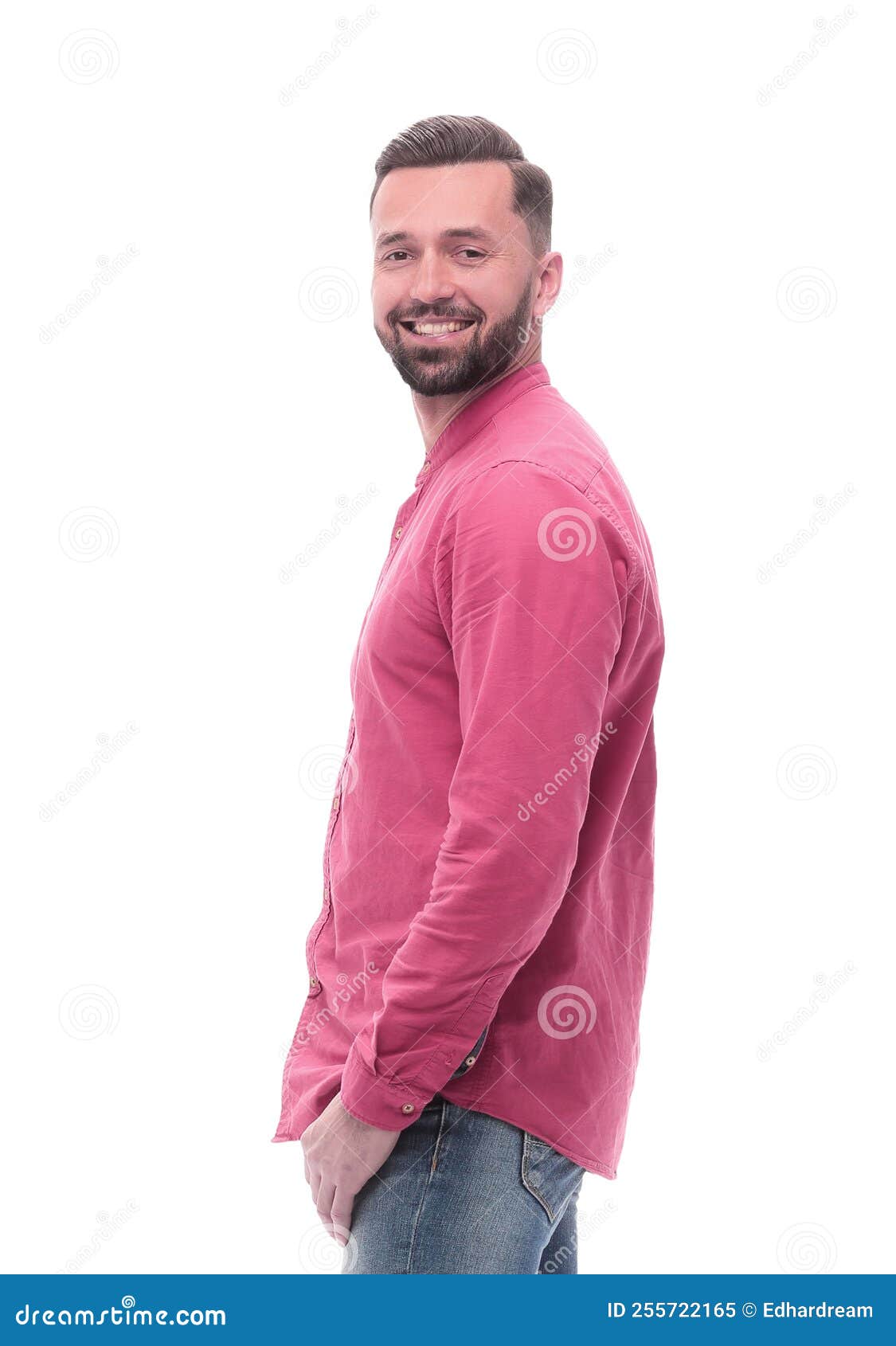 Side View. Smiling Young Man Looking Forward Stock Image - Image of ...