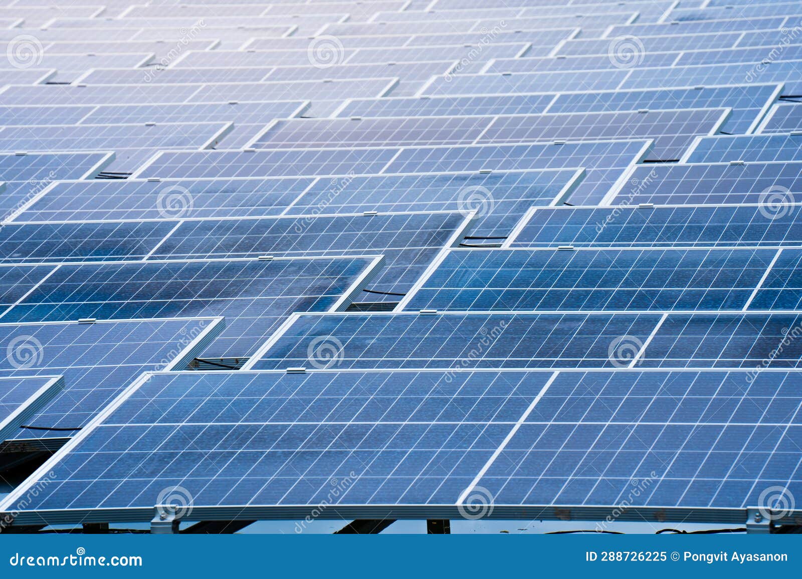 Side View of Solar Panels Floating on Water in a Lake, for Generating ...