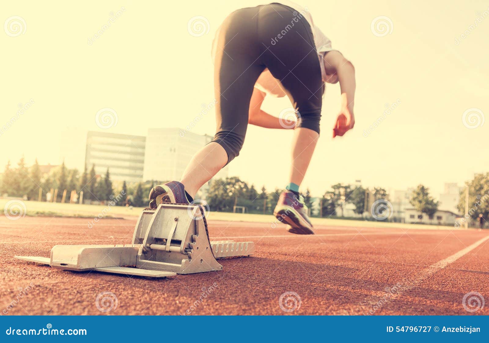 Side View of Sprinter Starting. Stock Image - Image of position, runner ...