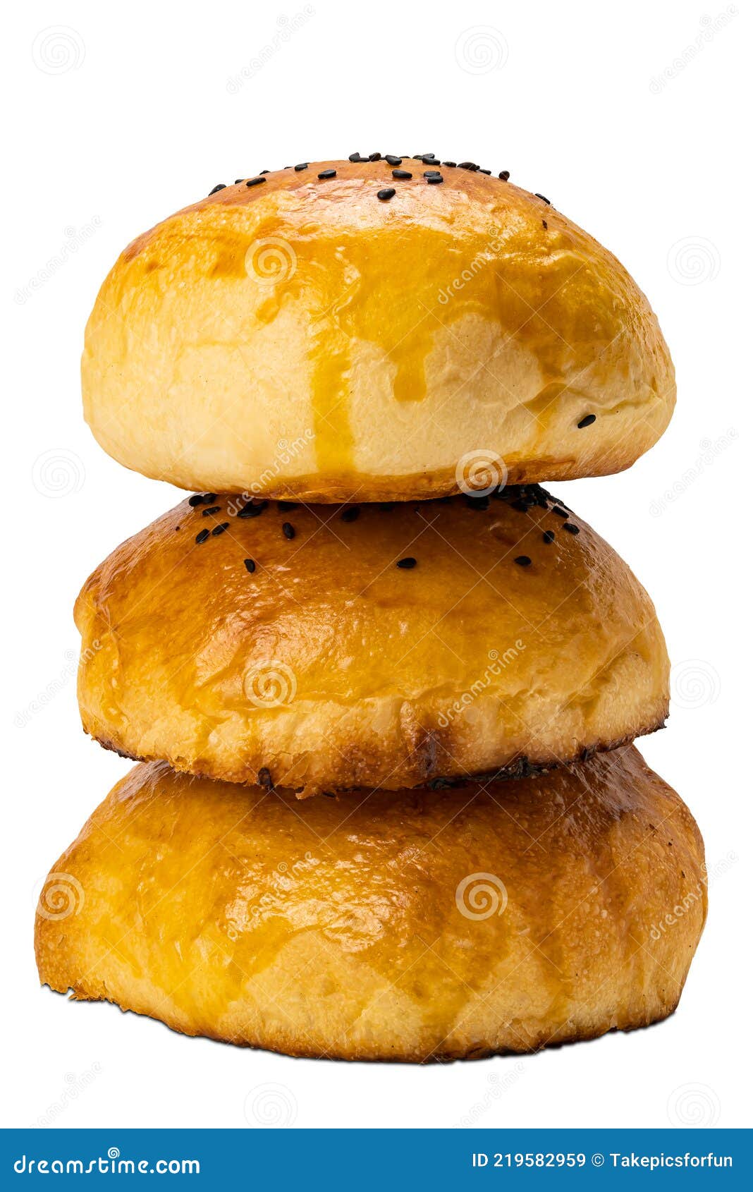 Side View Stack of Burger Bun Isolated on White Background Stock Image ...