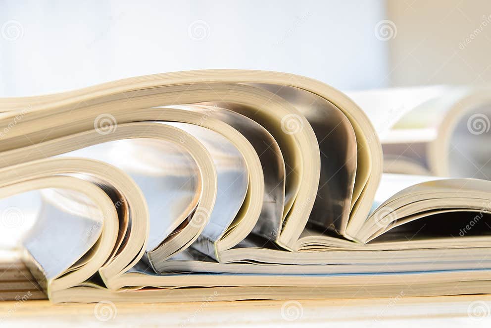 Side View of a Stack of Magazines Stock Photo - Image of information ...