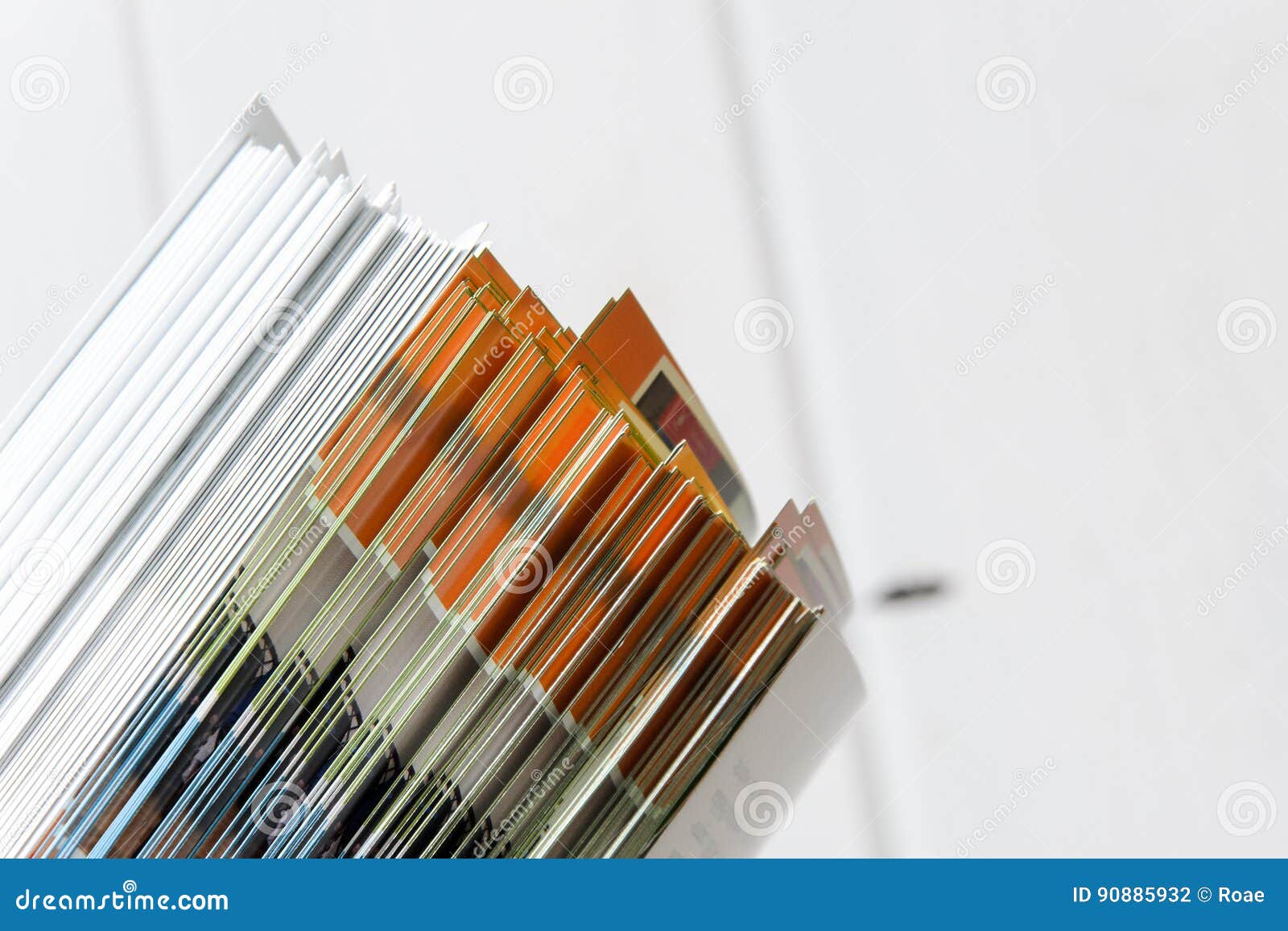 Side View of a Stack of Magazines Stock Photo - Image of brochure, data ...