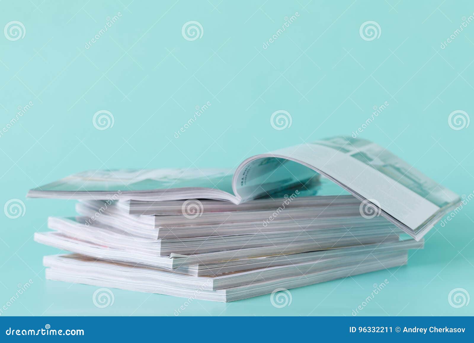 Side View of a Stack of Magazines with Glossy Paper Stock Image - Image ...