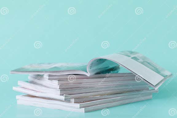 Side View of a Stack of Magazines with Glossy Paper Stock Image - Image ...