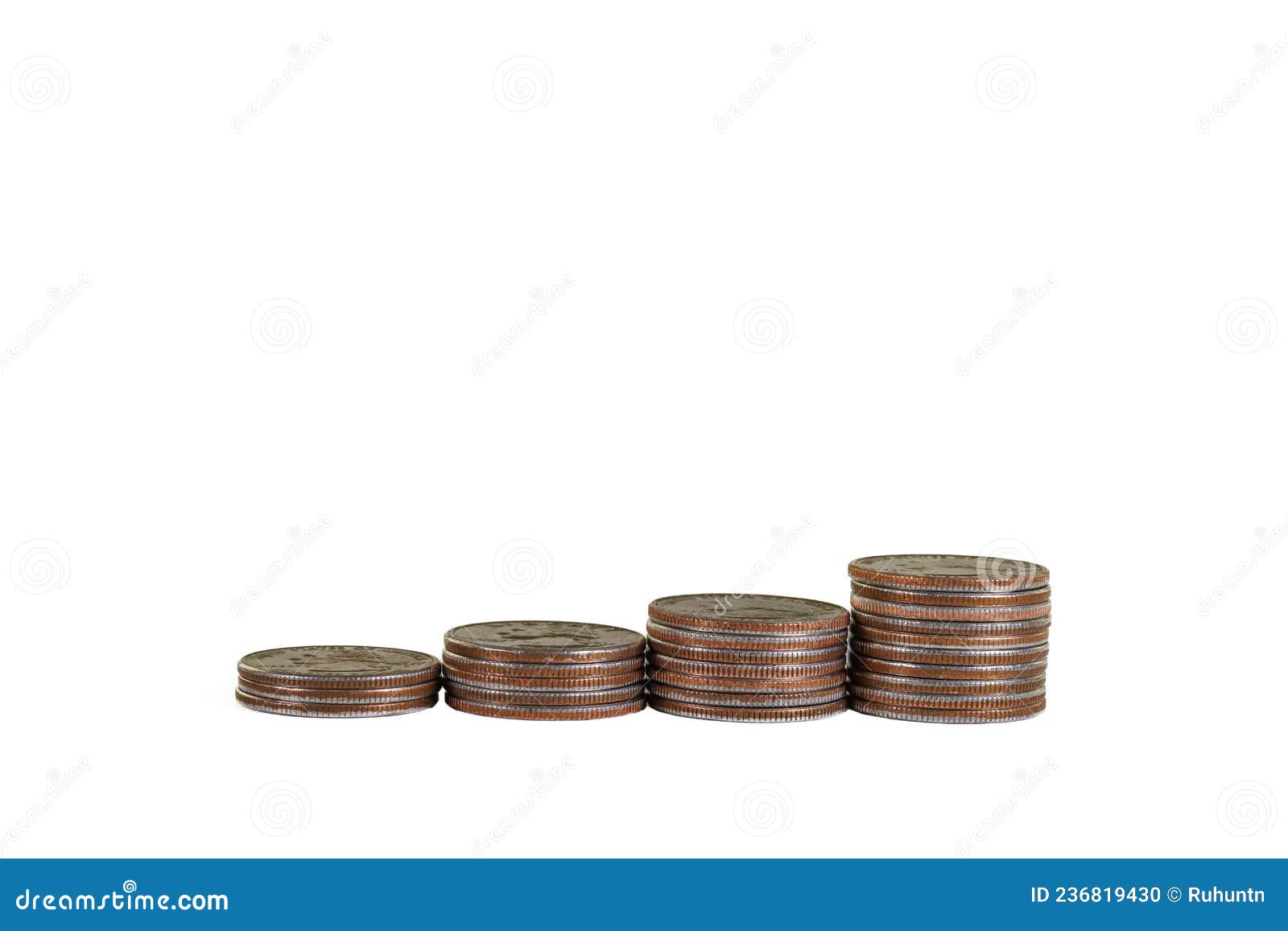 Side View of 4 Stacks of US Quarters Stock Photo - Image of financial ...