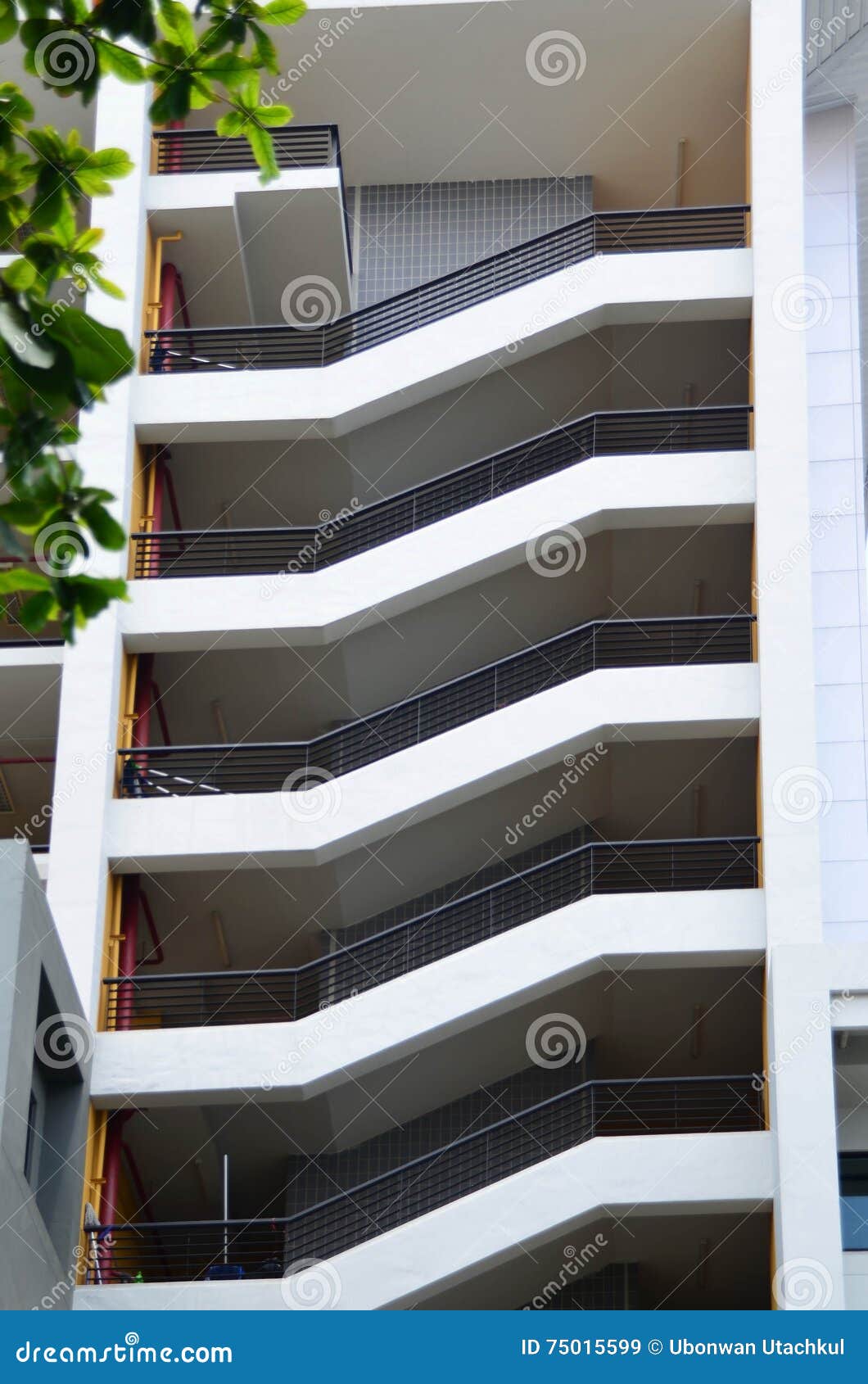 Side View of Staircase at Modern Building Stock Image - Image of metal ...