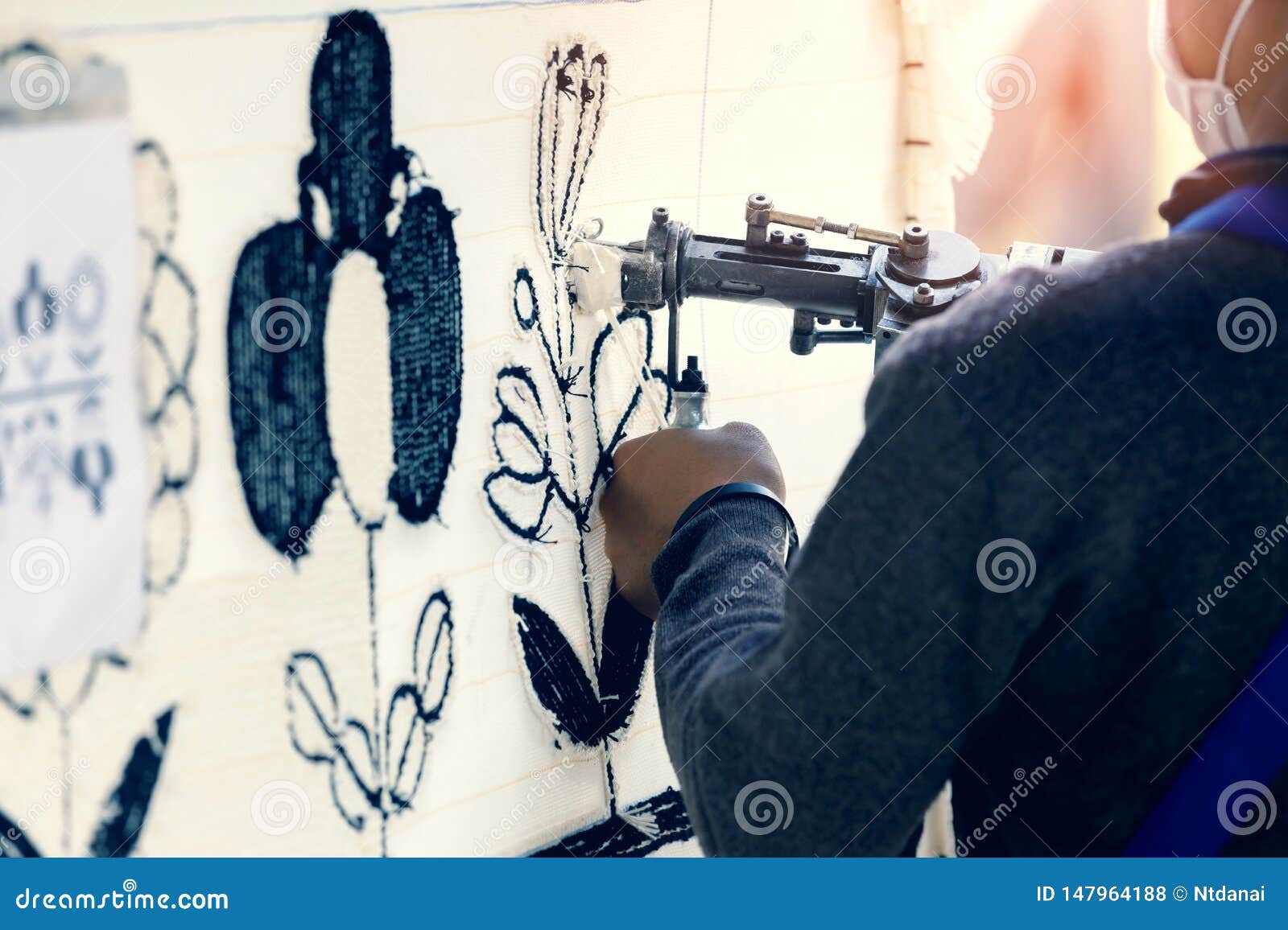 Side view of carpet weaver stock photo. Image of view - 147964188