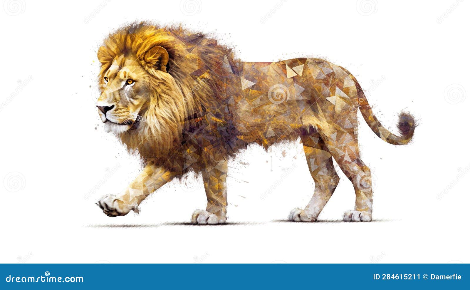 Male Lion Side View Drawing